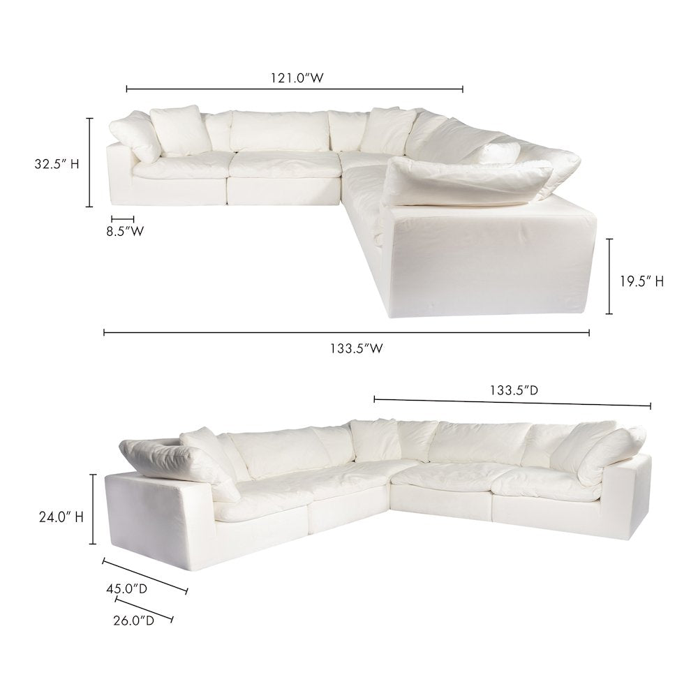 Clay Classic L-Shaped Modular Sectional Cream White - Moe's Home Colle ...