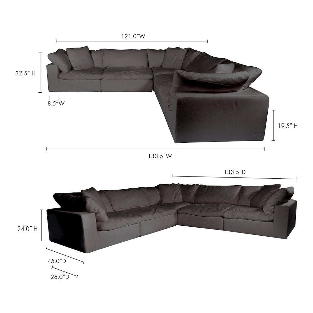 Clay Classic L-Shaped Modular Sectional Light Grey - Moe's Home Collec ...