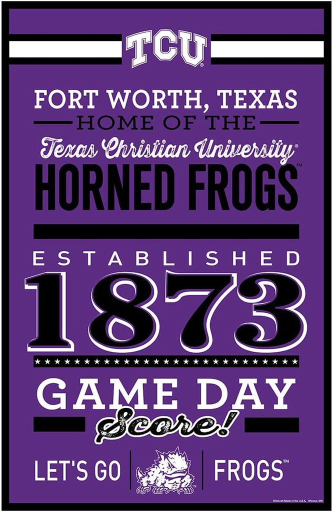 TCU Horned Frogs Sign 11x17 Wood Established - Wincraft – GameRoomPlaza