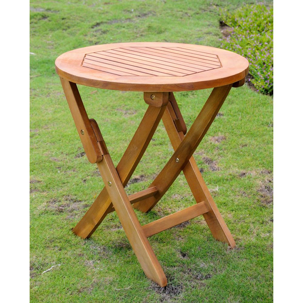 Acacia Round Folding Table - International Caravan – GameRoomPlaza
