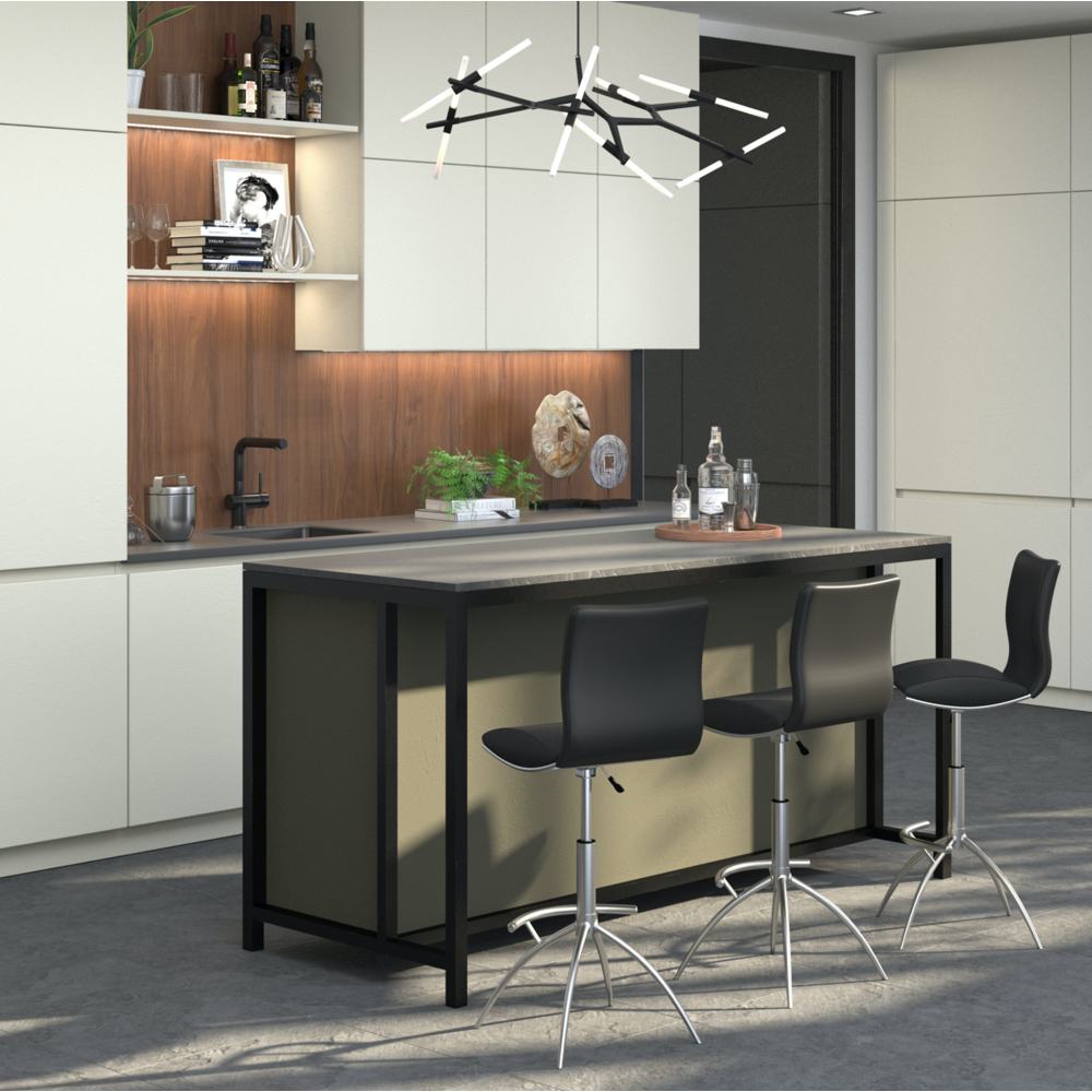 Black Pu Seat, Chrome Base Stool, Set Of 2 - Creative Images ...