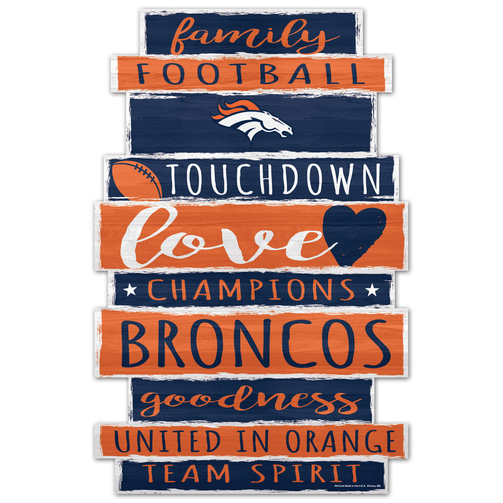 Denver Broncos Sign 11x17 Wood Family Word - WinCraft – GameRoomPlaza