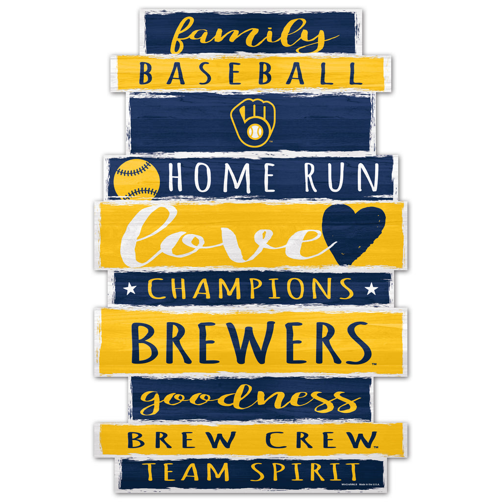 Milwaukee Brewers Sign 11x17 Wood Family Word - WinCraft – GameRoomPlaza