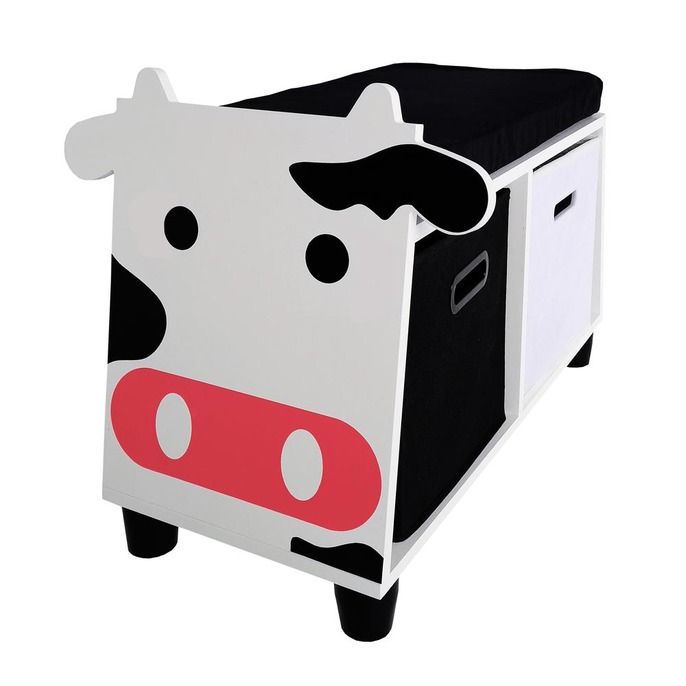 Children’s Cow Storage Bench With Cushion - turtleplay – GameRoomPlaza