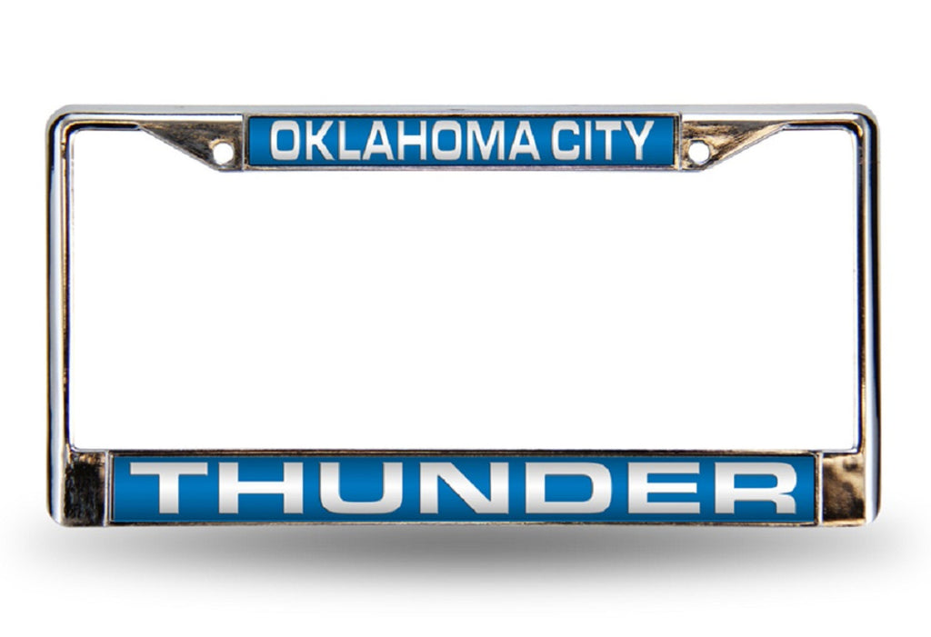 Oklahoma City Thunder License Plate Frame Laser Cut Chrome Blue - Rico ...